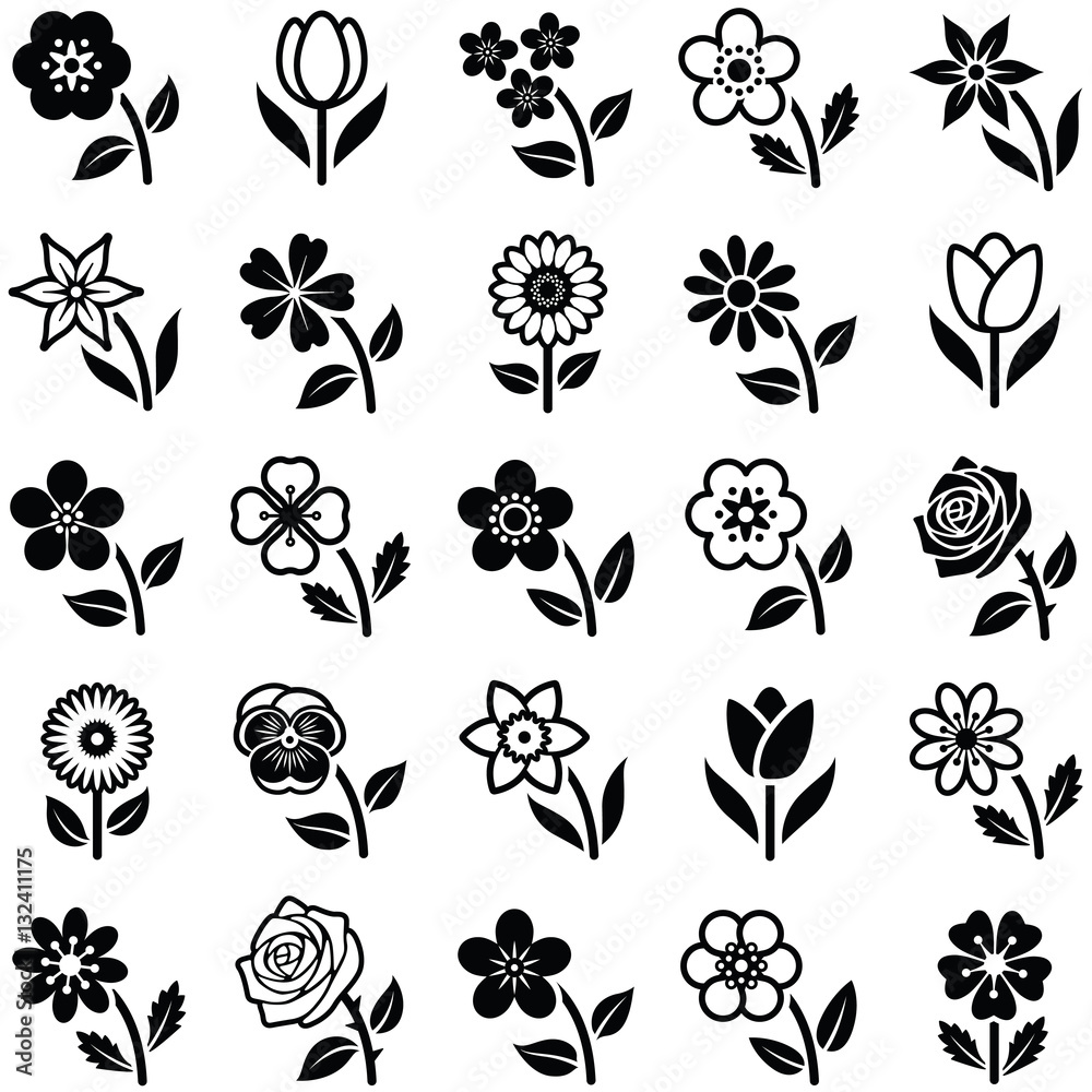 Flower icon collection - vector illustration Stock Vector | Adobe Stock