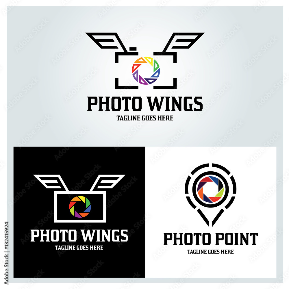 Photo wings logo design template ,Photo point logo design concept ...