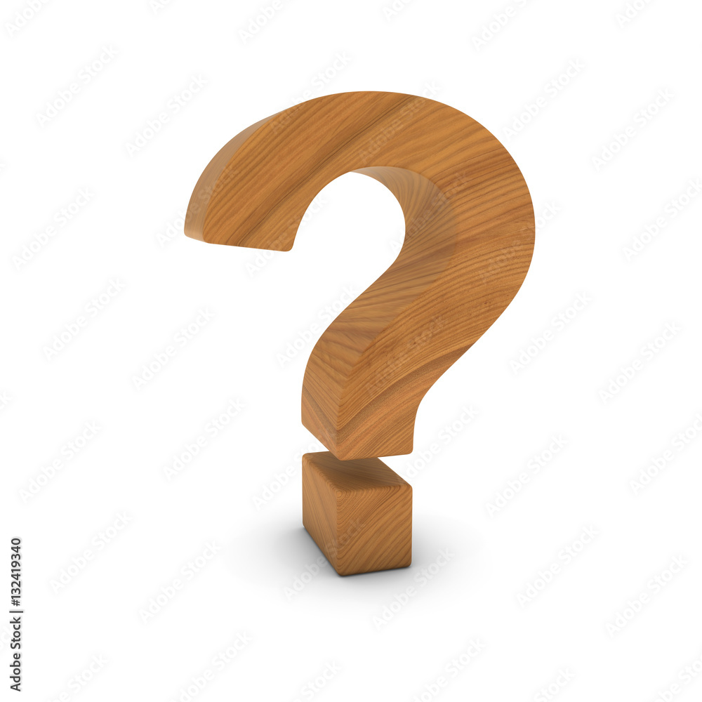 Wooden Question Mark Isolated on White with Shadows 3D Illustration ...