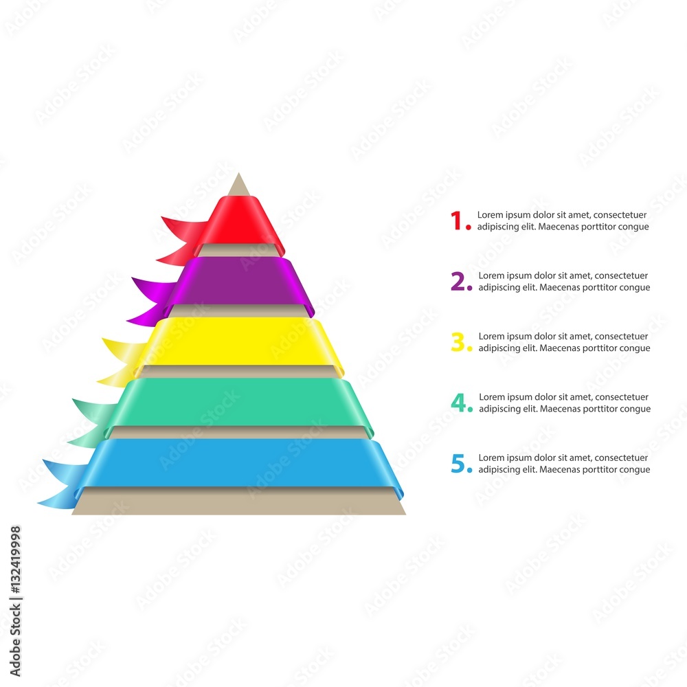 Hierarchy of Needs Pyramid. Cone with stylish ribbons. Vector ...