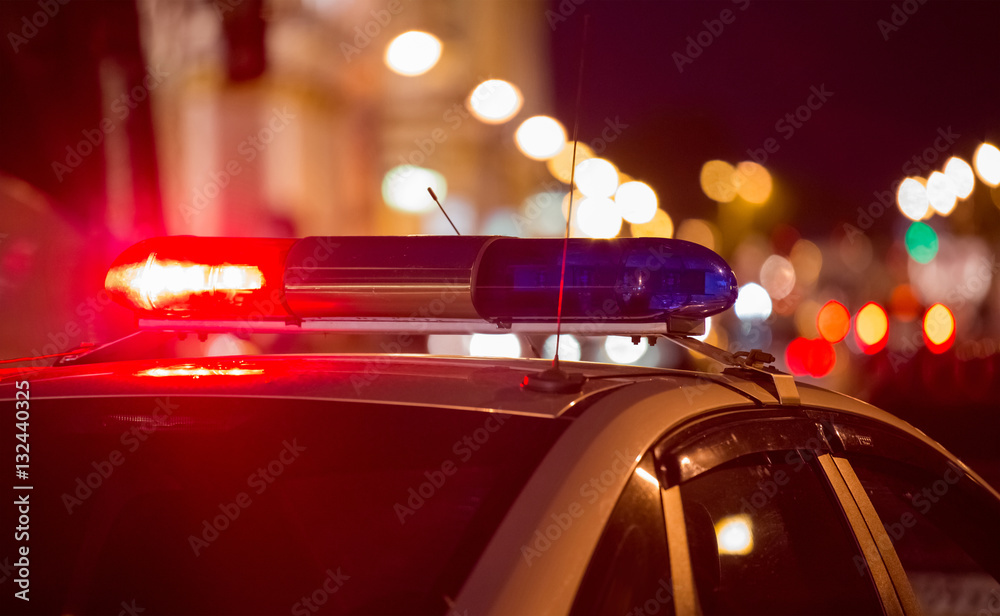 Photo Art Print Red light flasher atop of a police car