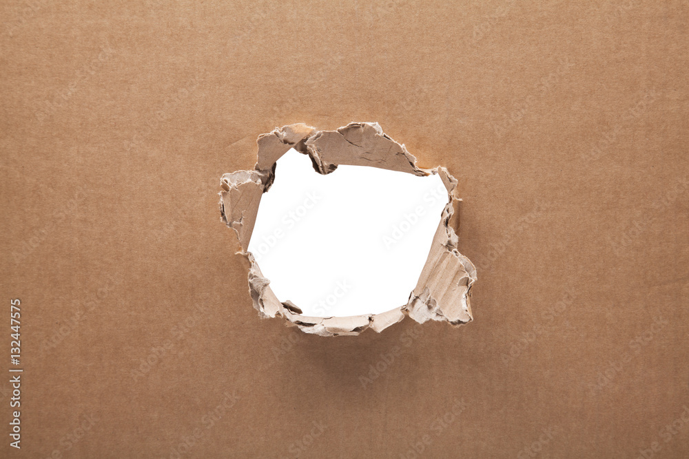 Ripped hole in cardboard on white background with clipping path Stock ...