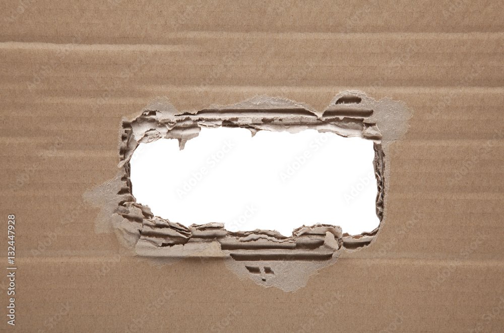 Ripped hole in cardboard on white background with clipping path Stock ...