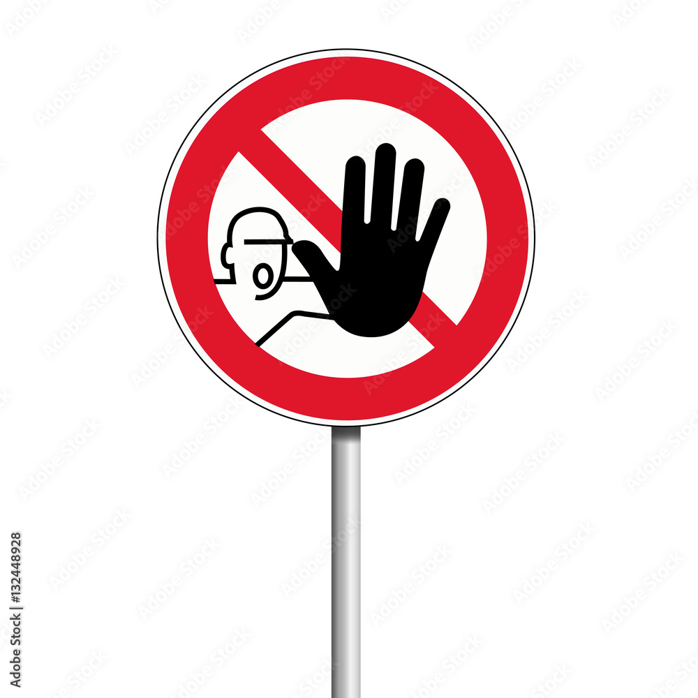 Schild an Stange mit Achtung Halt Symbol Stock Vector | Adobe Stock