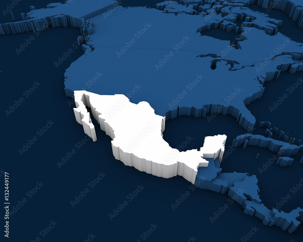 mexico map 3D illustration Stock Photo | Adobe Stock