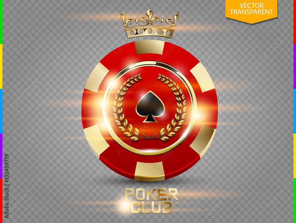 VIP poker red and golden chip with light effect vector. Royal poker ...