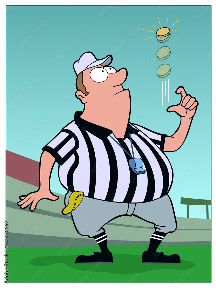 Coin Flip / A referee flips a coin before a game Stock Vector | Adobe Stock
