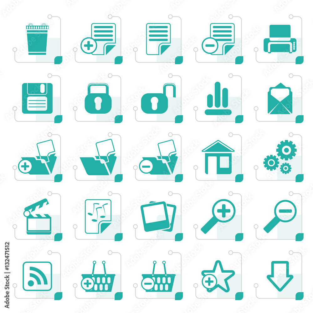 Stylized 25 Simple Realistic Detailed Internet Icons - Vector Icon Set ...