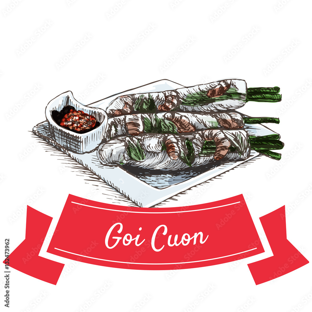 Goi Cuon colorful illustration. Stock Vector | Adobe Stock