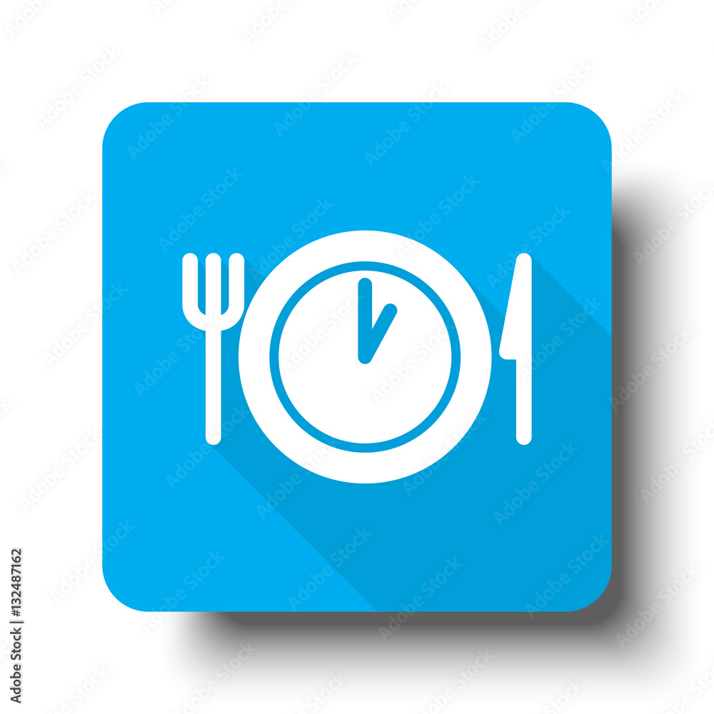 White Lunch Time icon on blue web button Stock Vector | Adobe Stock
