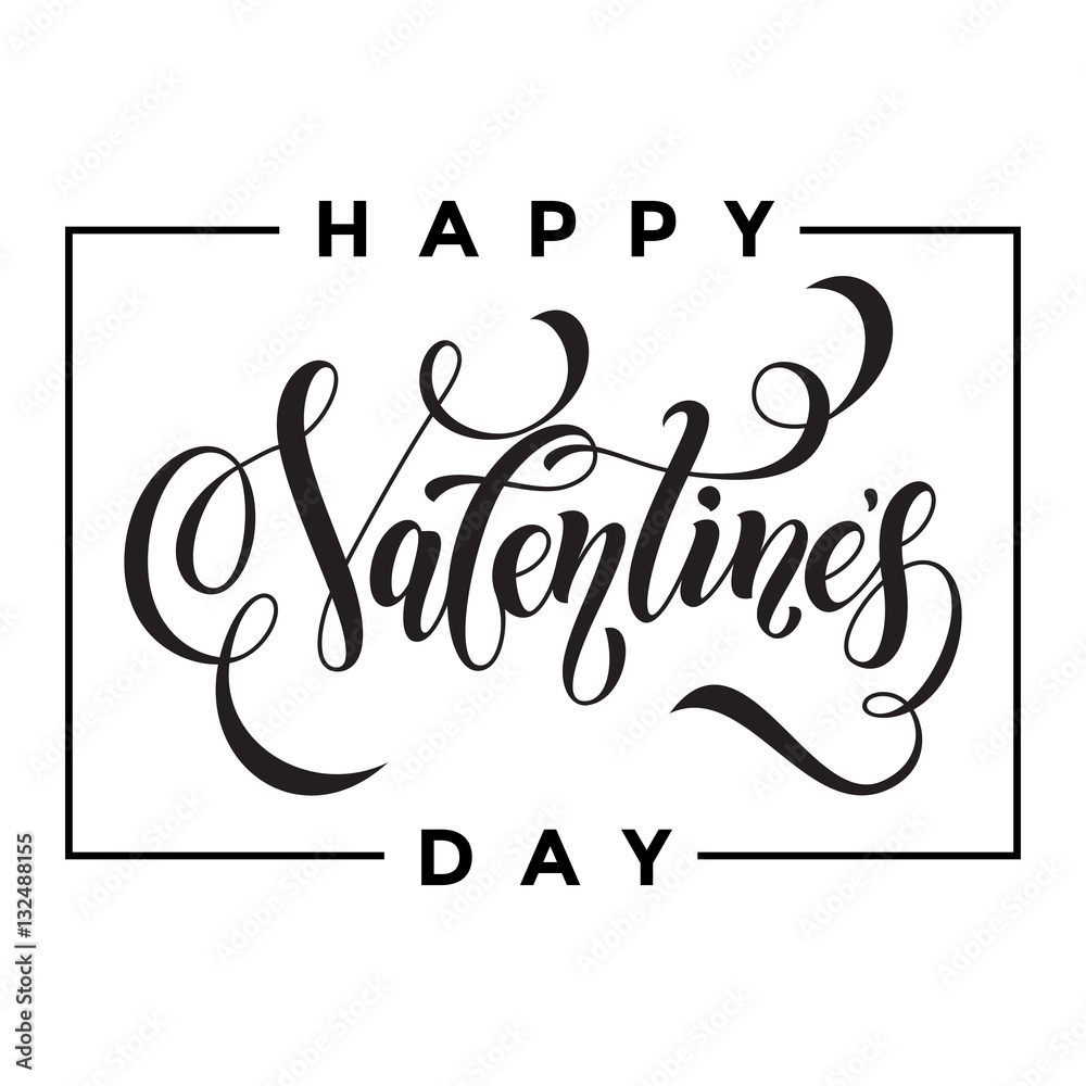 Happy Valentine day greeting card calligraphy Stock Vector | Adobe Stock