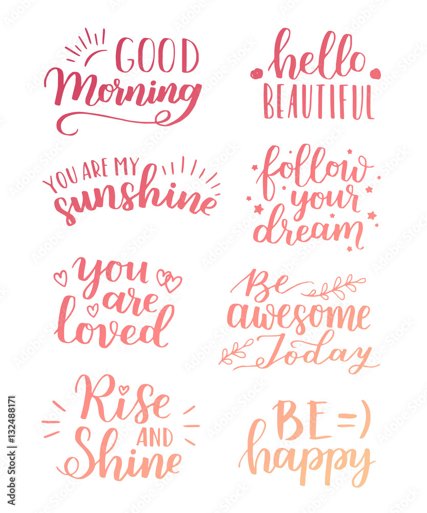 Lettering vector set. Motivational quote. Sweet cute inspiration ...