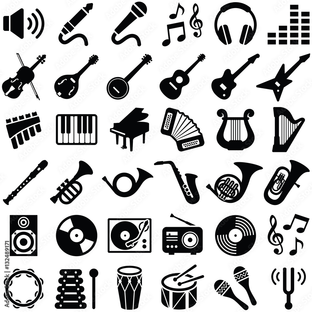 Music icon collection - silhouette illustration Stock Illustration ...
