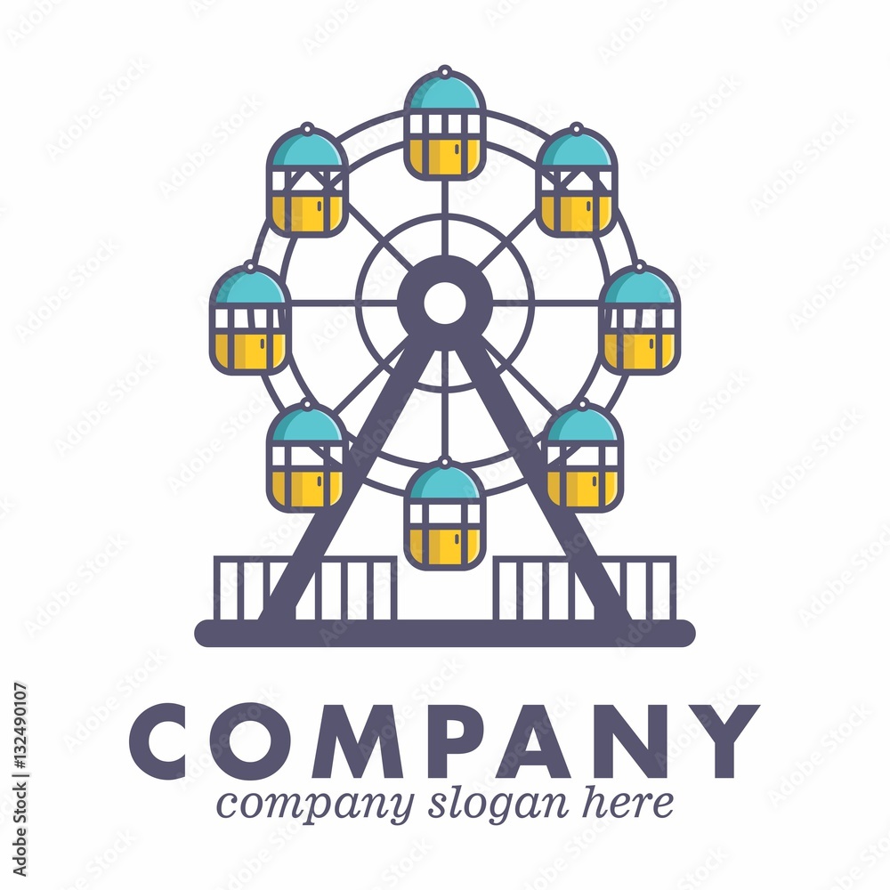 Ferris Wheel logo icon vector Template Stock Vector | Adobe Stock