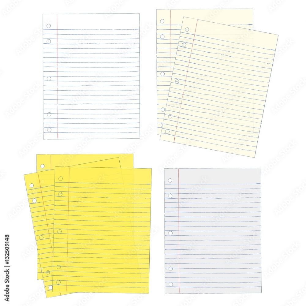 Back To School Loose Leaf Paper Note Papers Stock Vektorgrafik 