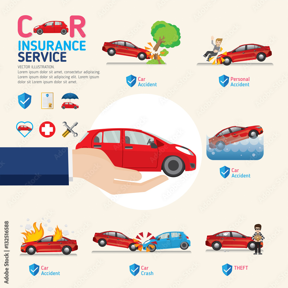 Vecteur Stock Car insurance business service icons template. Can be ...