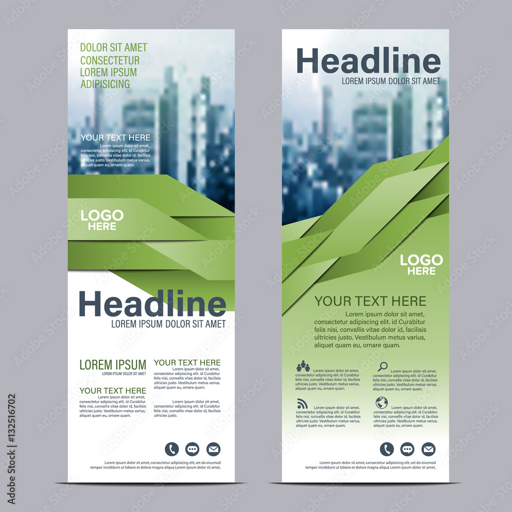 Greenery Roll up layout template mock up. flag flyer banner backdrop ...
