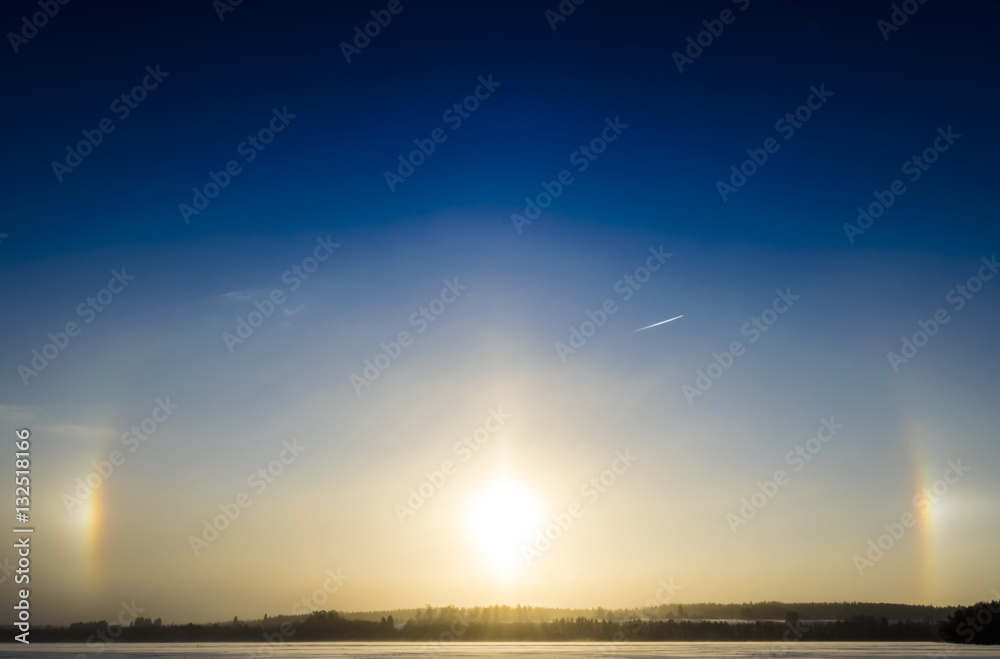 solar halo over the land, a rare naturel phenomenon Stock Photo | Adobe ...