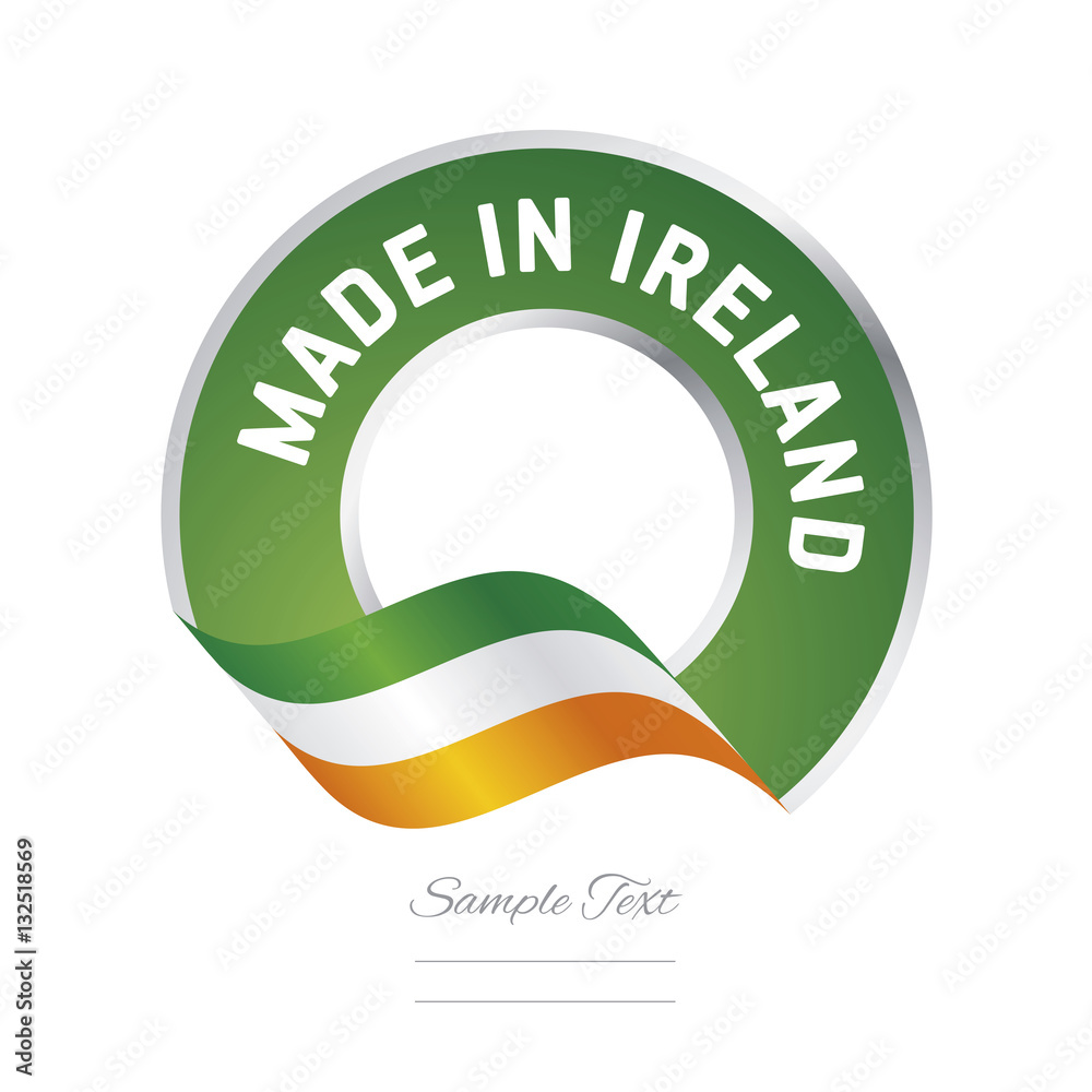 Made in Ireland flag green color label button banner Stock Vector ...