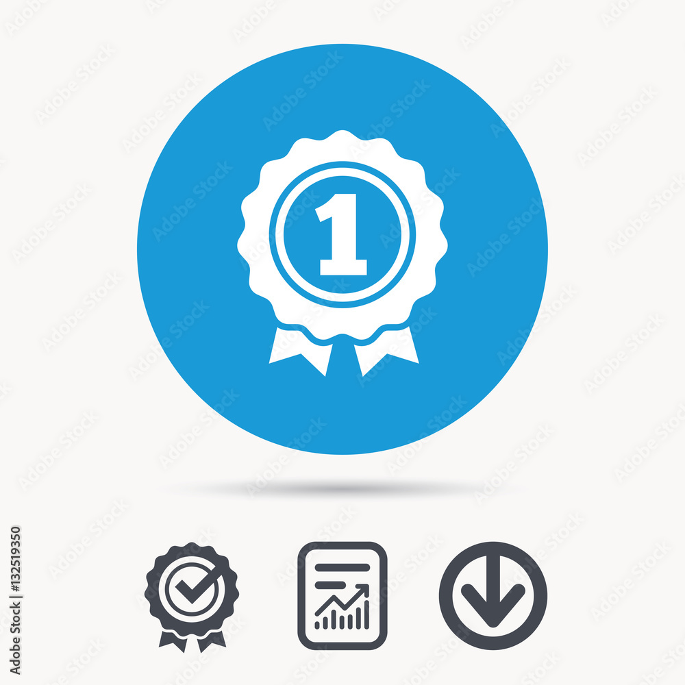 Award medal icon. Winner emblem symbol. Achievement check, download and ...