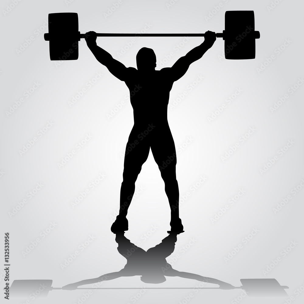 silhouette of athlete is doing snatch exercise. weightlifting Stock ...