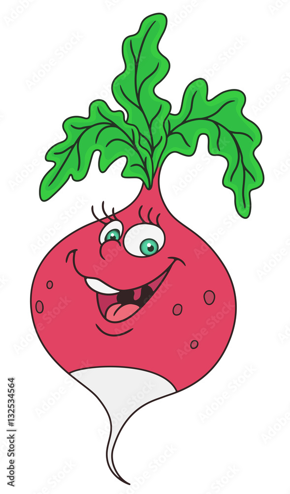Fresh radish cartoon Stock Vector | Adobe Stock