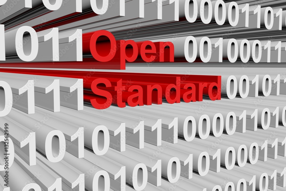 Open standard in the form of binary code, 3D illustration Stock ...