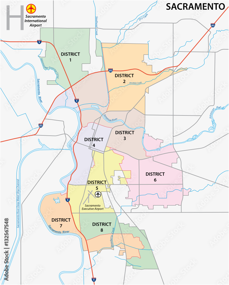 Sacramento district administrative and political map Stock Vector ...