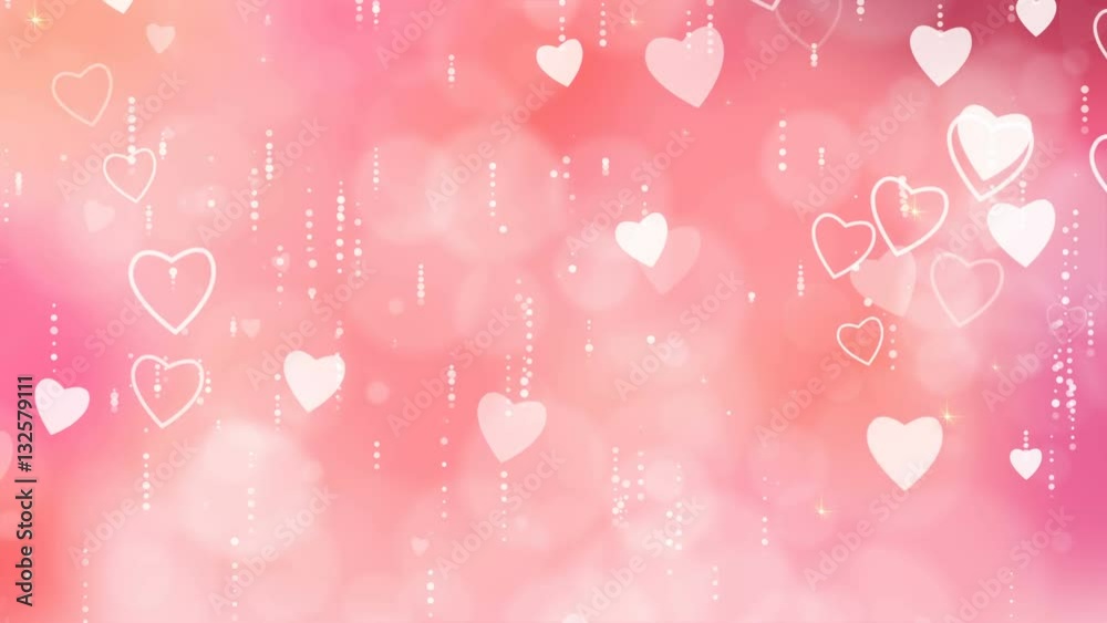 Romantic Valentine's Day background with hearts and stars. Computer ...