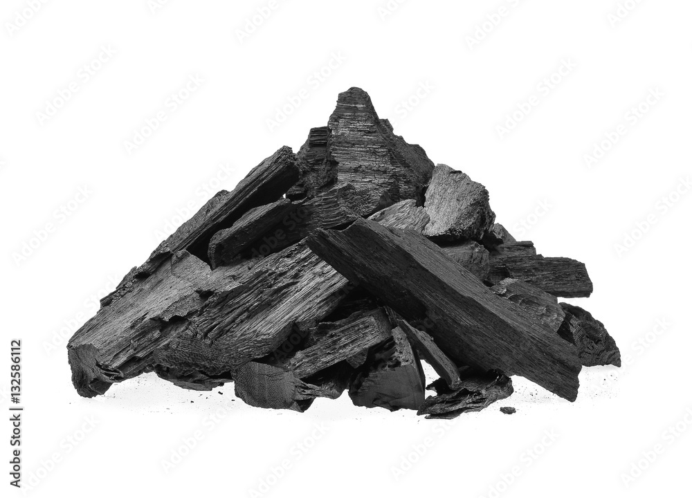 charcoal isolated on white background Stock-Foto | Adobe Stock