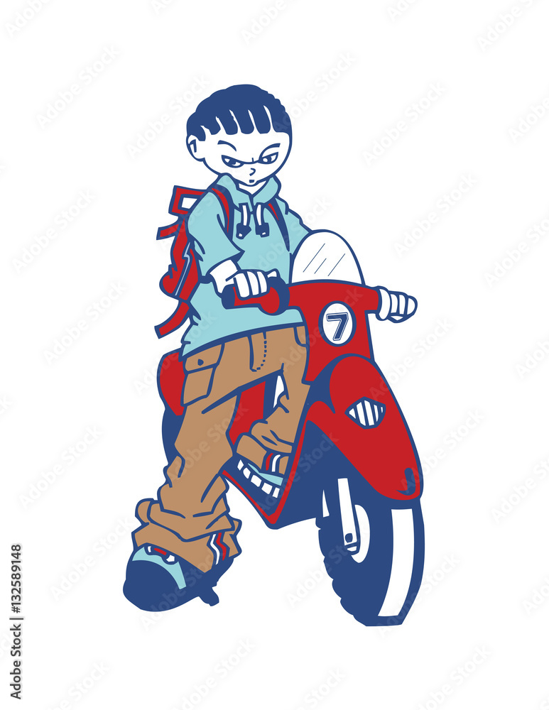 motorcycle boy Stock Vector | Adobe Stock