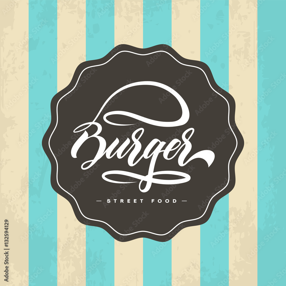 Hand lettering burger food logo design Stock Vector | Adobe Stock