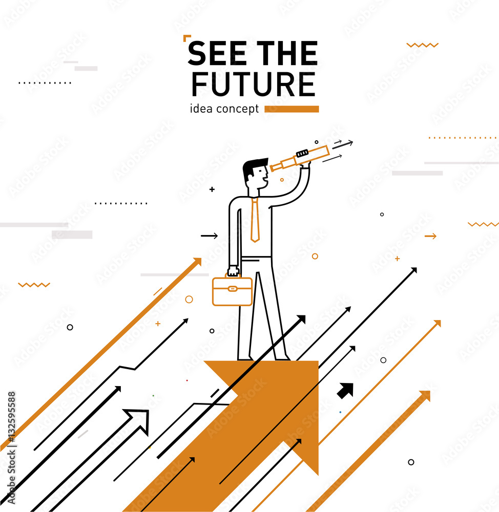Businessman with telescope looking to the future. Stock Vector | Adobe ...