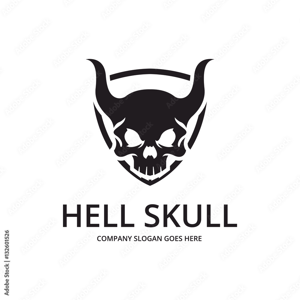 Skull logo. Hell skull logotype Stock Vector | Adobe Stock