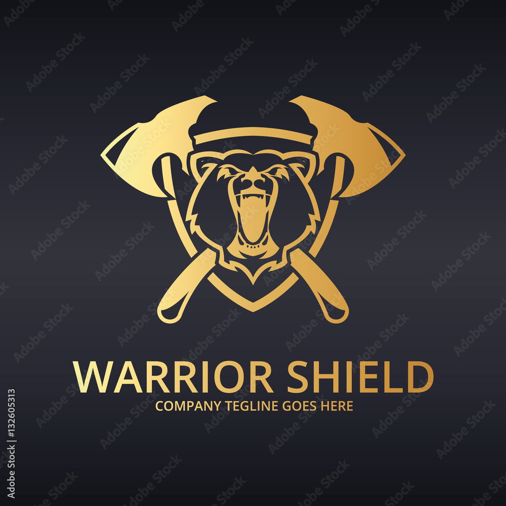 Bear shield logo. Warrior logo Stock Vector | Adobe Stock