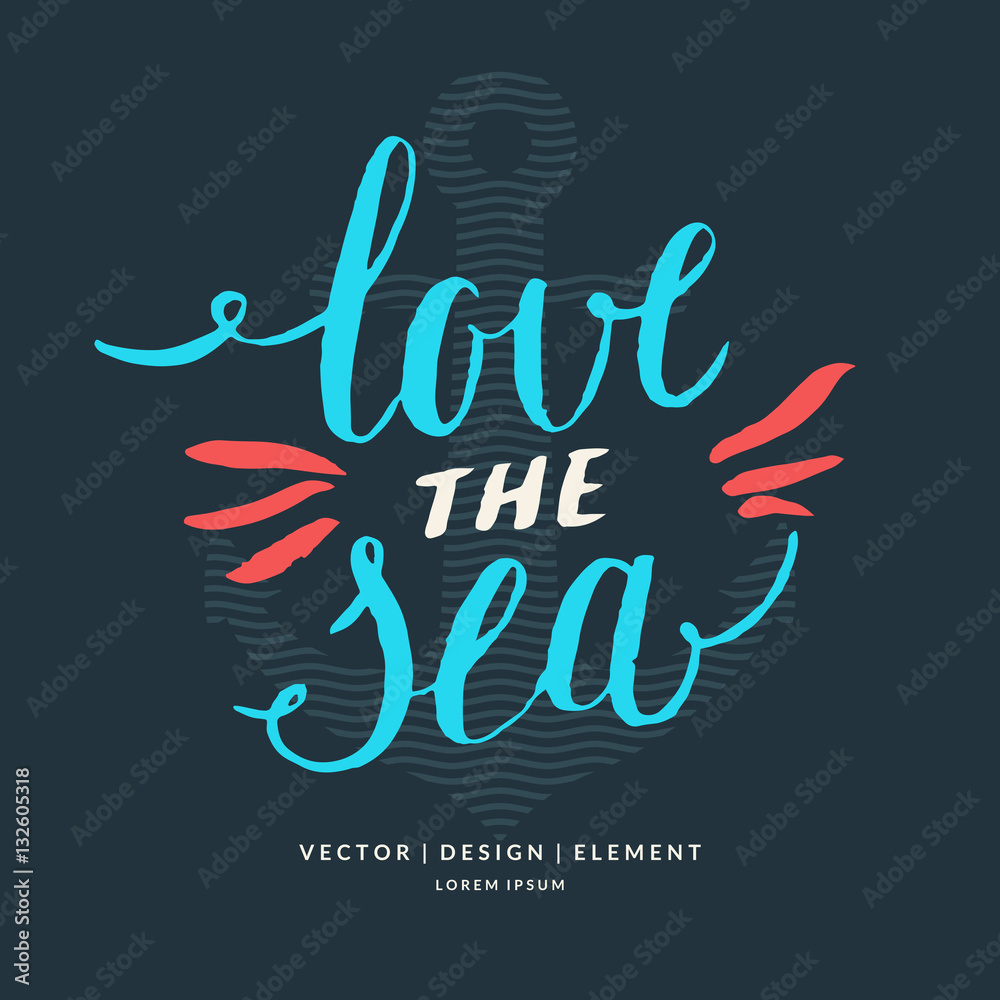 Modern hand drawn lettering word Love the see. Stock-Vektorgrafik ...