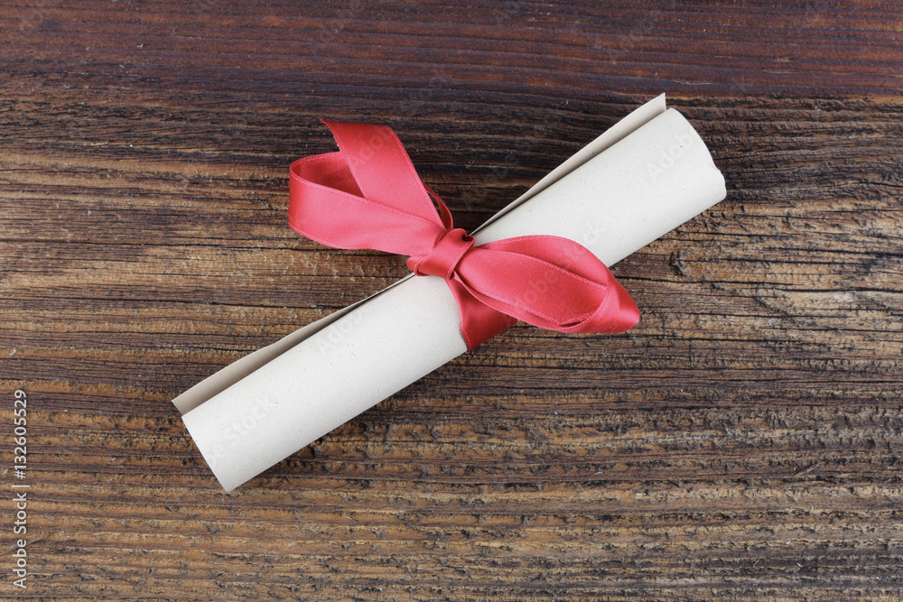 letter with red ribbon Stock-Foto | Adobe Stock