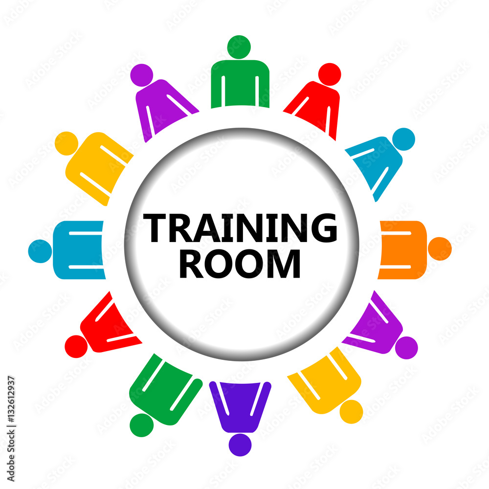 Training room sign with group of people Stock Vector | Adobe Stock