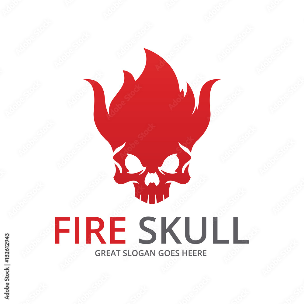 Hell skull. Fire skull logo Stock Vector | Adobe Stock