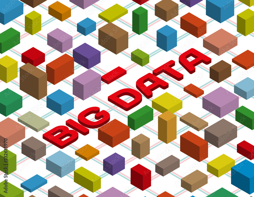 Big Data Flat Background. Data Center with connections minimal style ...