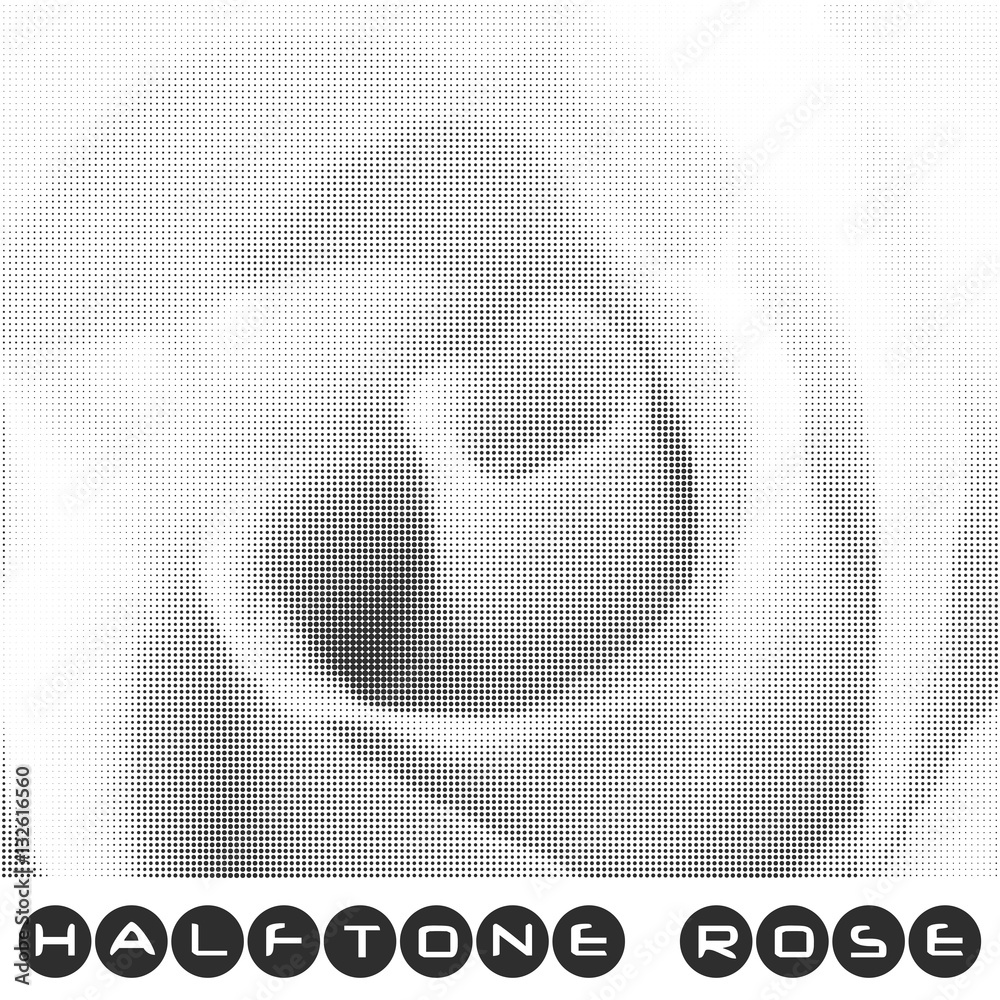 Black-and-white halftone rose. Image of a flower is formed of sm Stock ...
