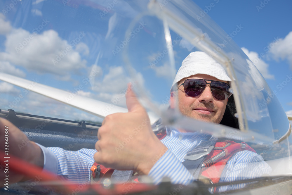 Foto de co-pilot ready for take off in glider do Stock | Adobe Stock