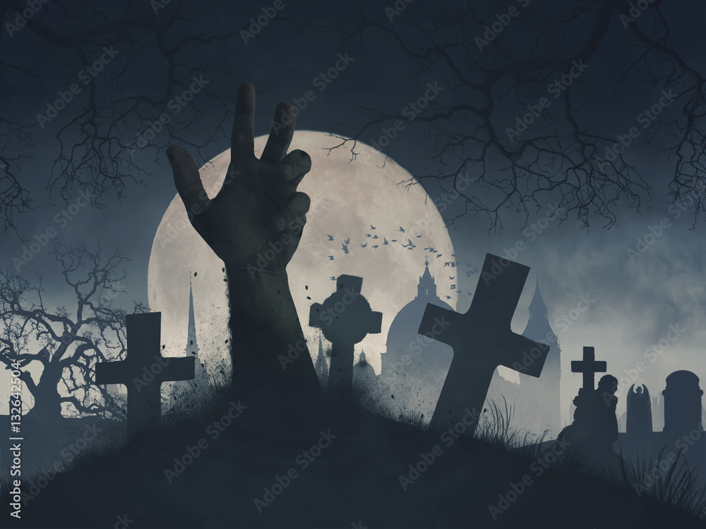 Hand Reaching Out Of Grave