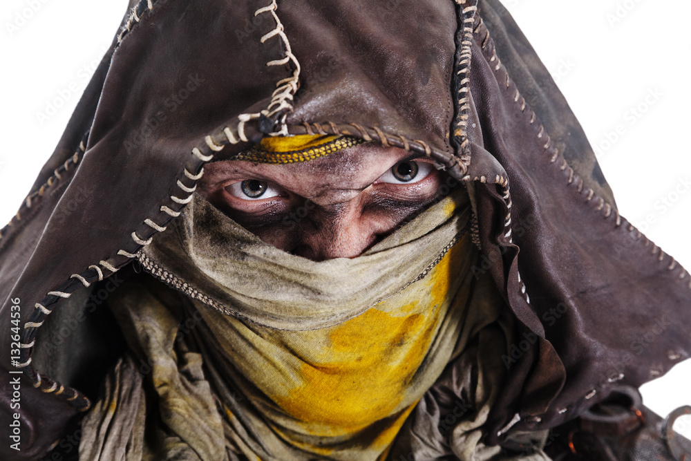 Nuclear post apocalypse life after doomsday concept. Scary closed face ...