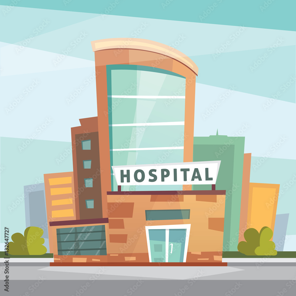 Hospital building cartoon modern vector illustration. Medical Clinic ...