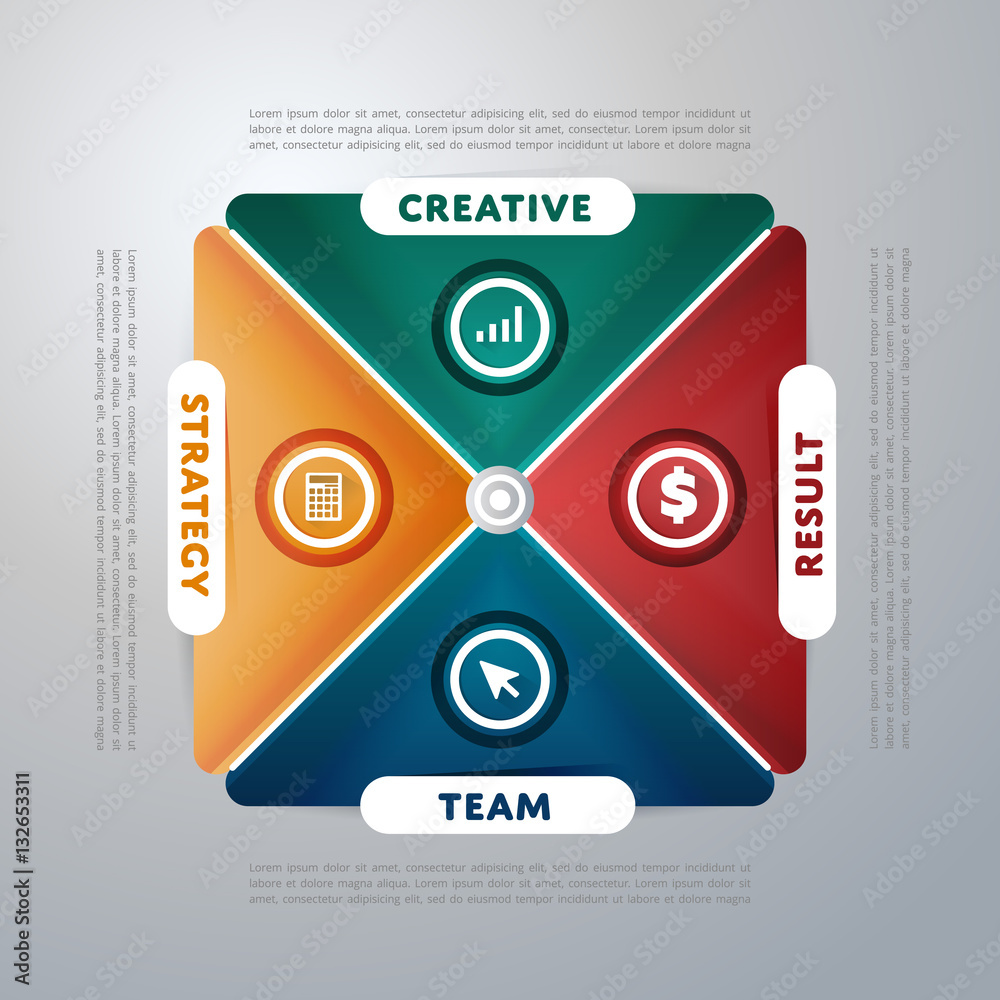 Abstract infographics elements concept with different stage and parts ...