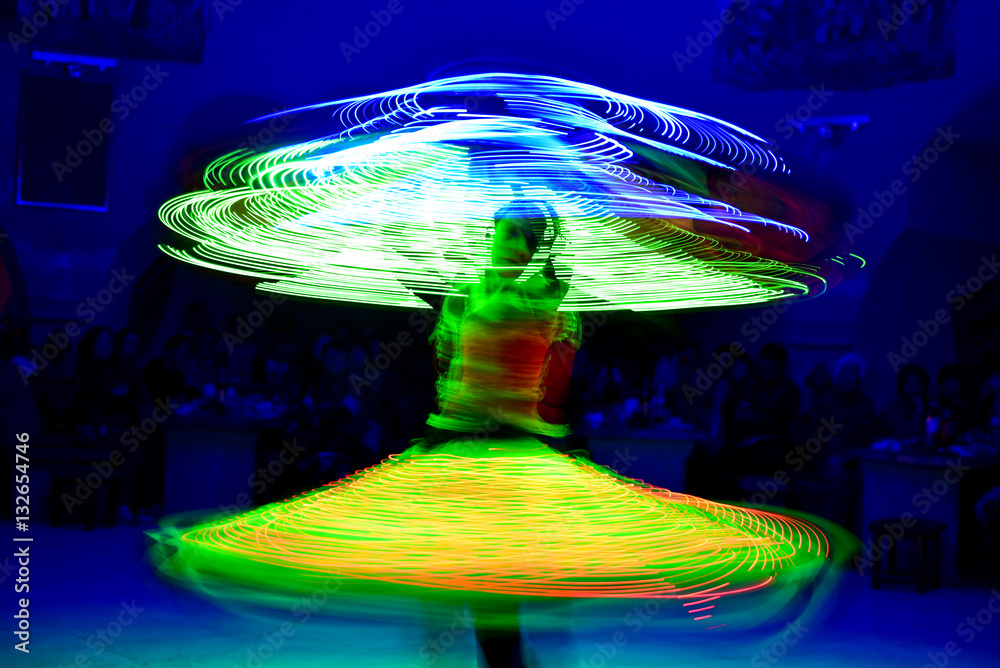 A Woman Performing Traditional Turkish Tanoura Dance While Wearing a ...