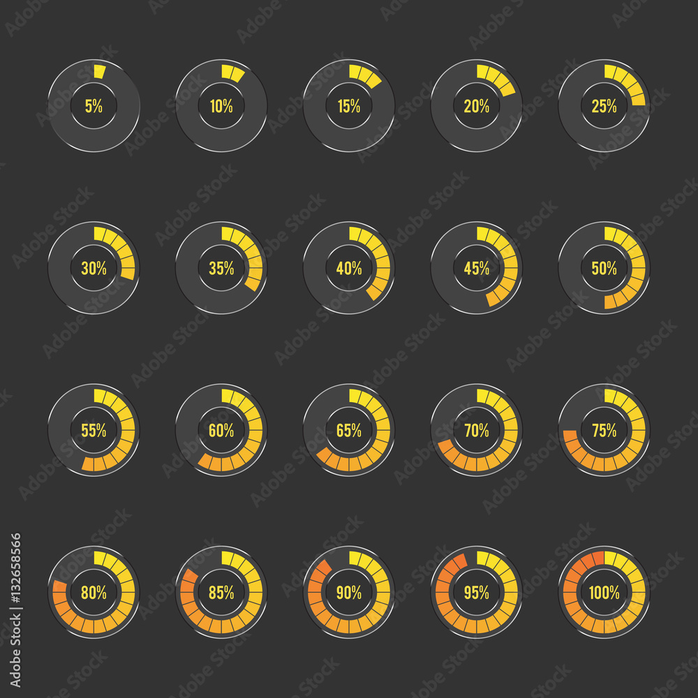 Modern circle progress bar icon set vector illustration Stock Vector ...
