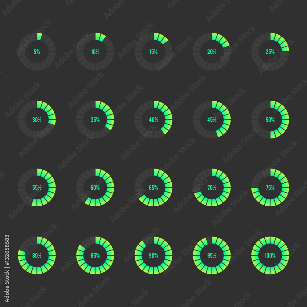 Modern circle progress bar icon set vector illustration Stock Vector ...
