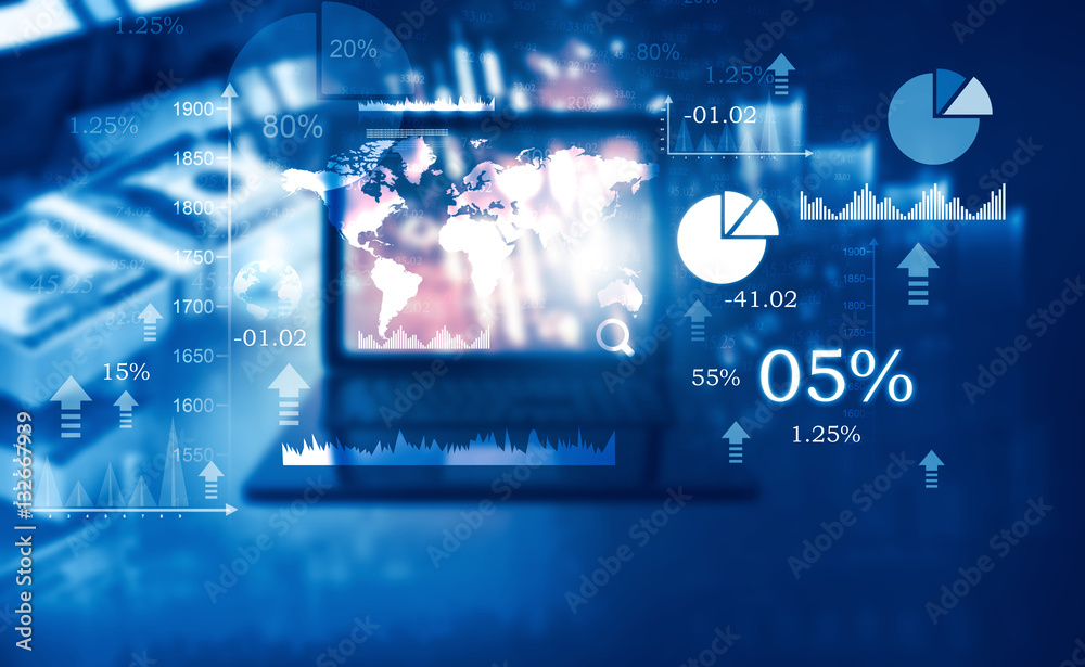 Stock market and financial data chart. Digital marking concept. 3d ...